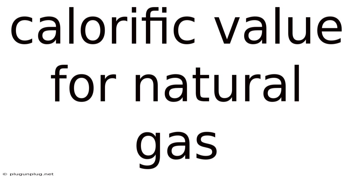 Calorific Value For Natural Gas